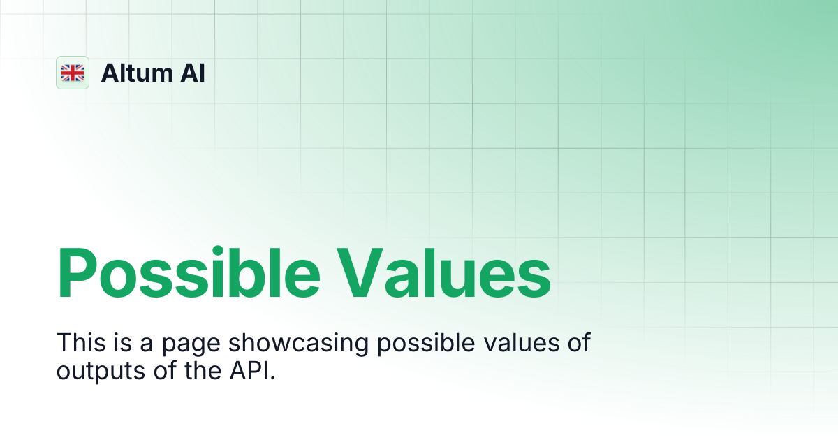Possible Values | English | Altum AI