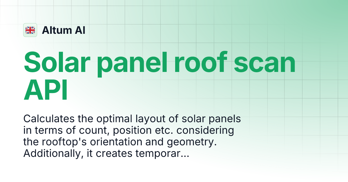 Solar panel roof scan API | English | Altum AI